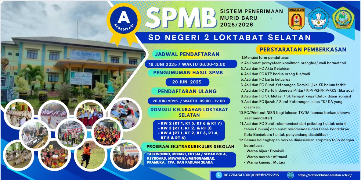 Informasi Sistem Penerimaan Murid Baru (SPMB) SDN 2 Loktabat Selatan ...